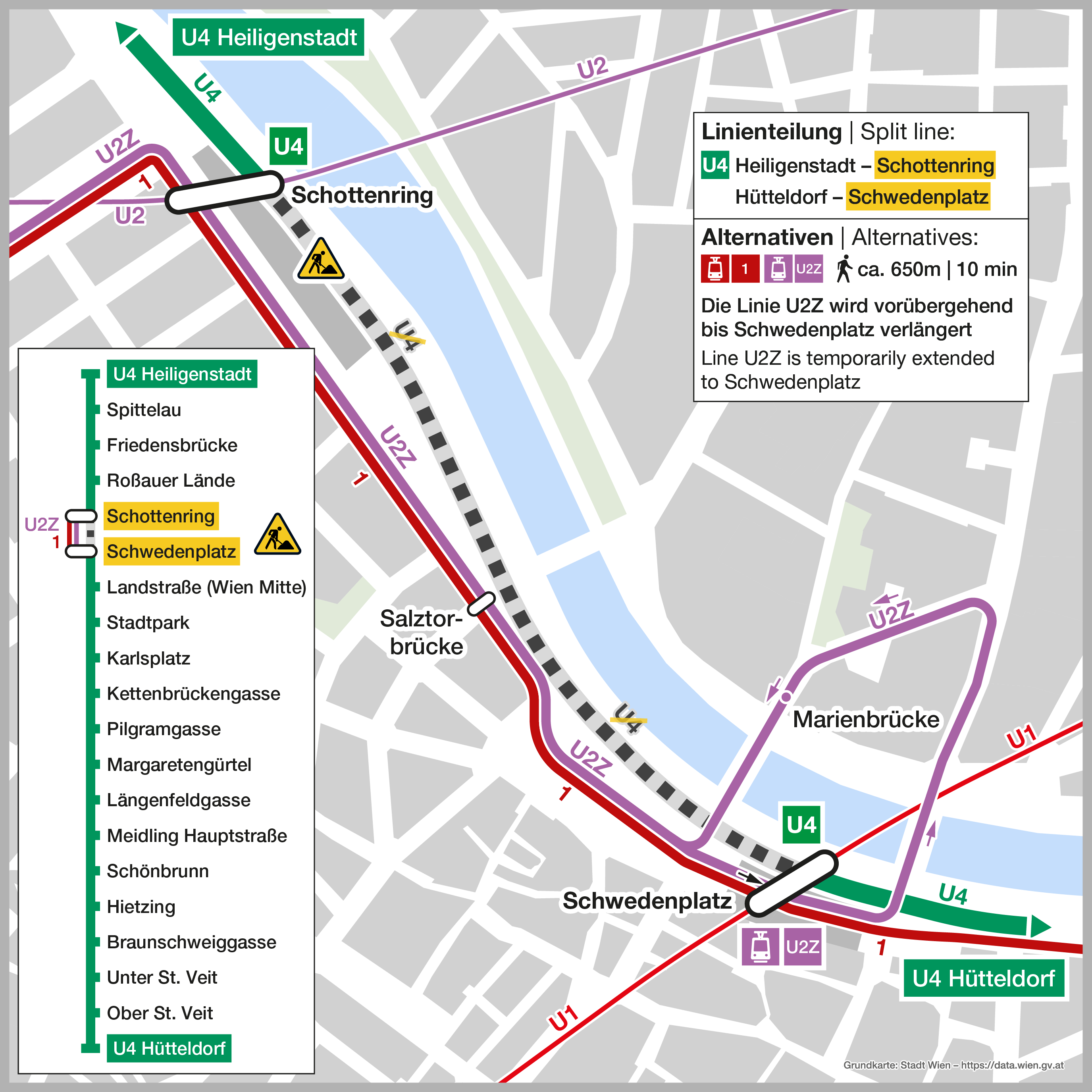 Wiener U4 fast im ganzen Juli nicht zwischen Schwedenplatz und ...